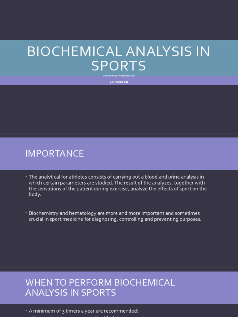 7.biochemical Analysis in Sports | PDF | White Blood Cell | Cholesterol