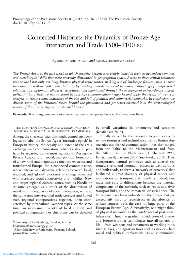 Connected Histories: The Dynamics of Bronze Age Interaction and Trade ...