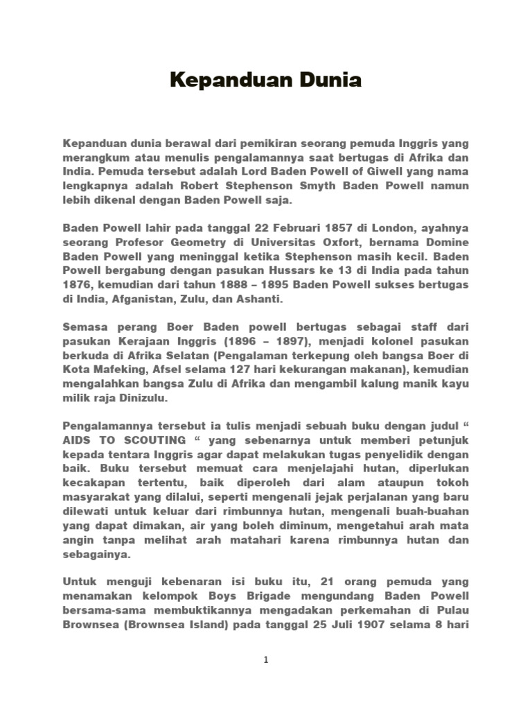 Cerdas Cermat Pandu (Sejarah Pandu) | PDF