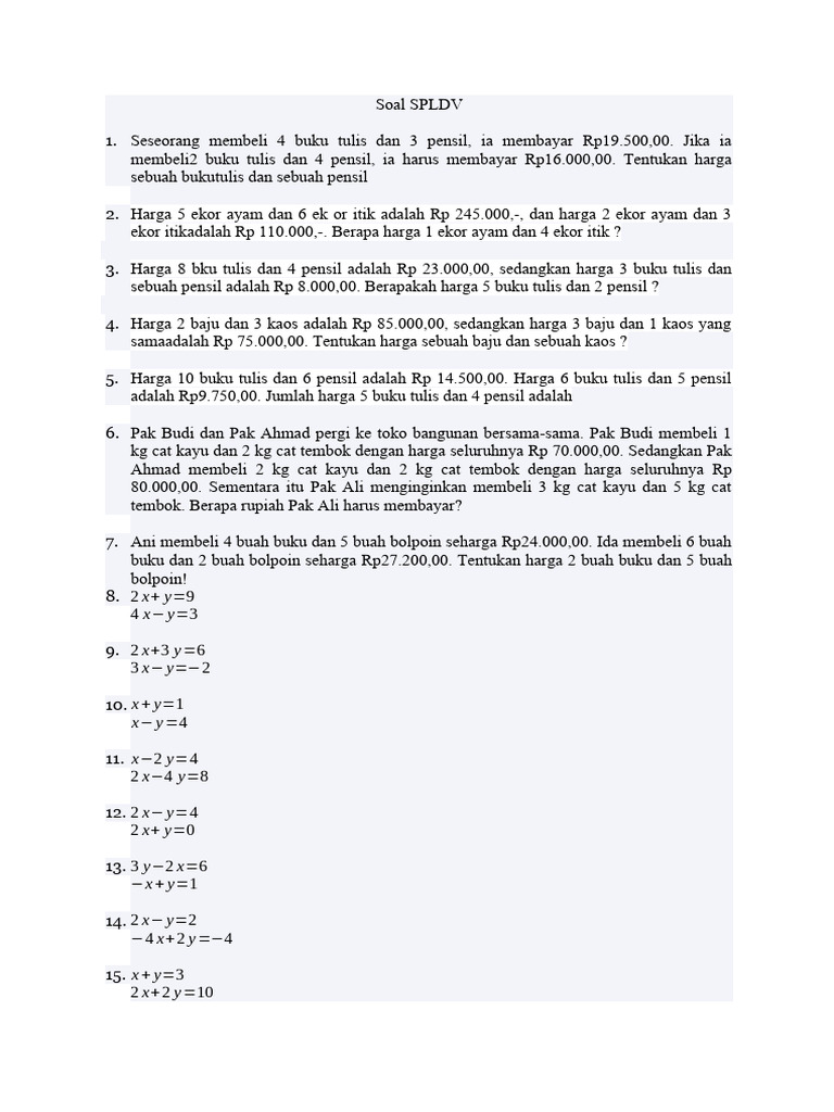 Soal SPLDV | PDF