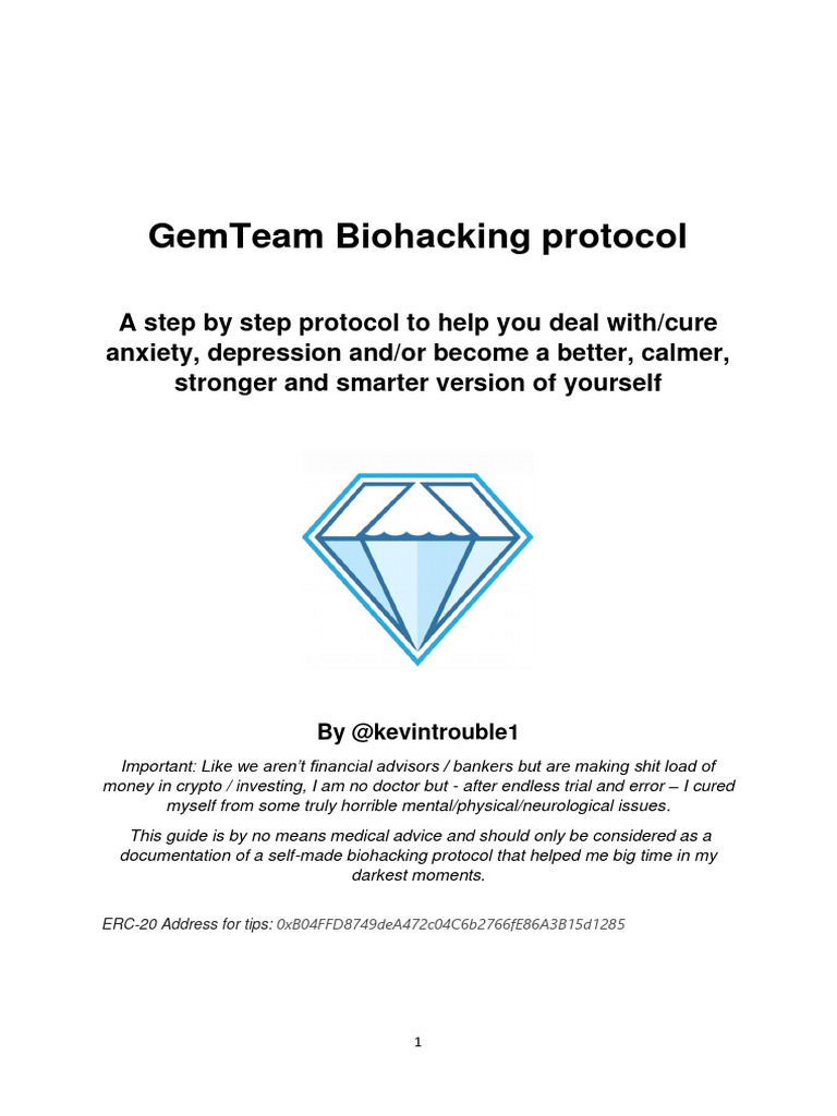 Gemteam Biohacking Protocol For Mental and Physical Health | PDF | Anxiety | Major Depressive ...