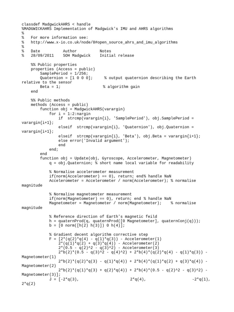 Madgwick AHRS | PDF | Science & Mathematics | Technology & Engineering