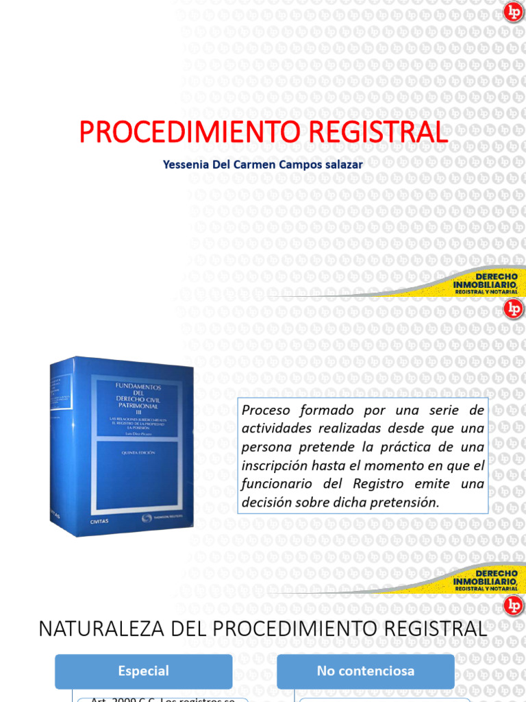 Ppt-Lp-Procedimiento-Registral - Derecho Registral | PDF | Apelación | Ley constitucional