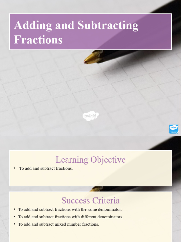 Adding and Subtracting Fractions Guide | PDF | Signal Processing ...