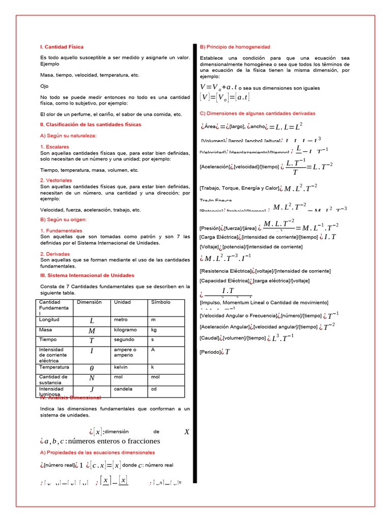 Analisis Dimensional Fisica UNMSM | PDF | Vector Euclidiano | Corriente eléctrica