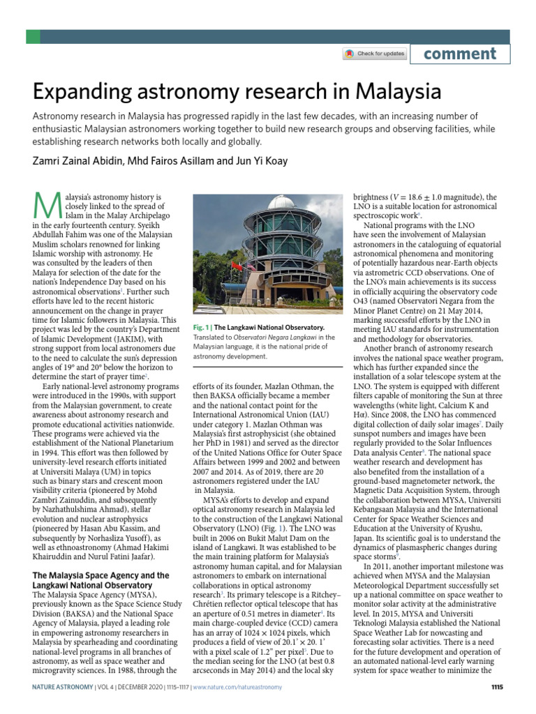 Expanding Astronomy Research in Malaysia | PDF | Astronomy | Observatory