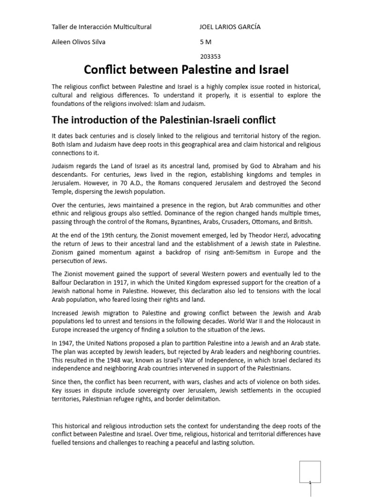 Conflict Between Palestine and Israel | PDF | Gaza Strip | Israel