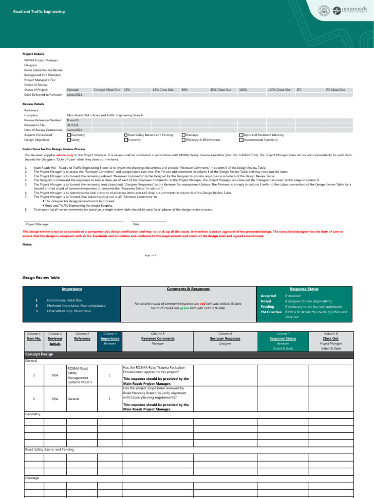 Design Review Report Template | PDF | Road