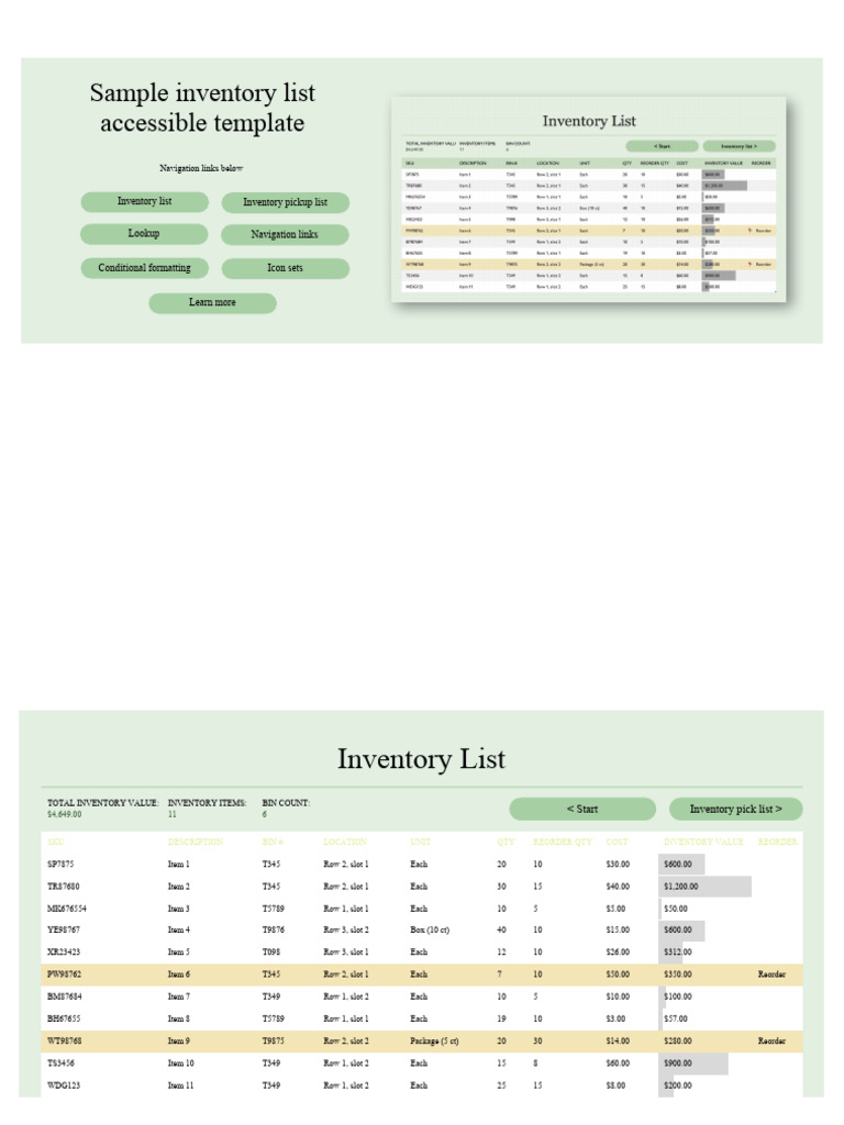 Inventory List Accessibility Guide | PDF | Icon (Computing) | Annotation