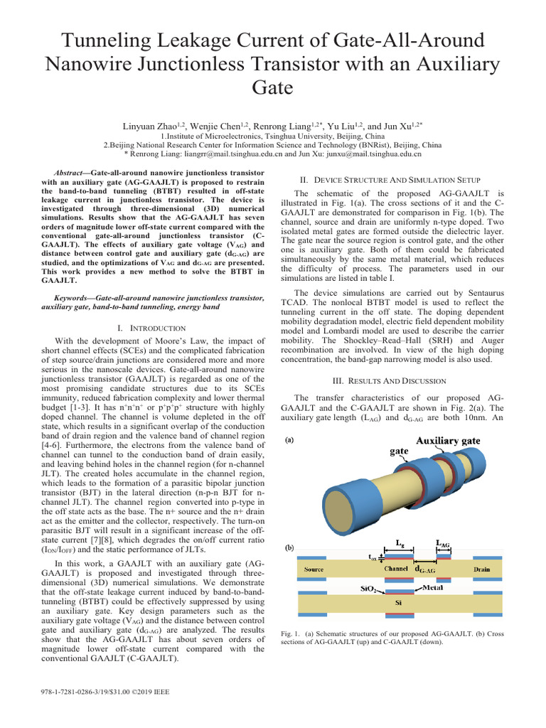 Tunneling Leakage Current of Gate-All-Around | PDF | Field Effect ...