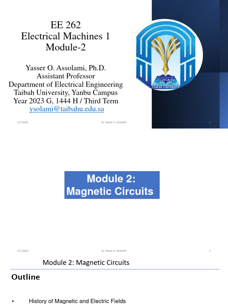 Module-2 - EE 262 | PDF | Electromagnetic Induction | Magnetic Field