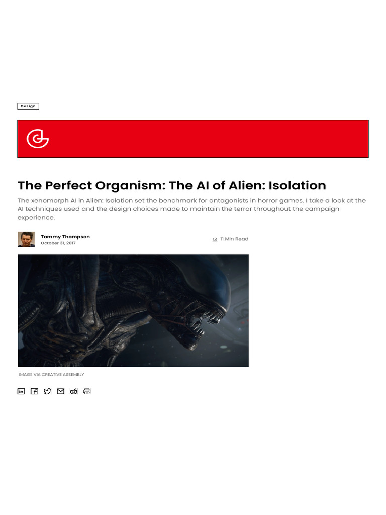 The Perfect Organism - The AI of Alien - Isolation | PDF | Artificial ...