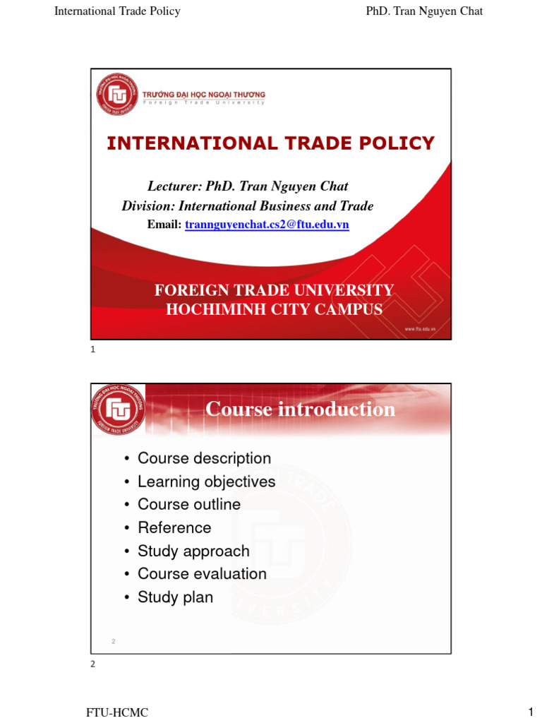 CSTMQT C0 - Course Introduction - Preclass Handouts | PDF | Free Trade | International Trade