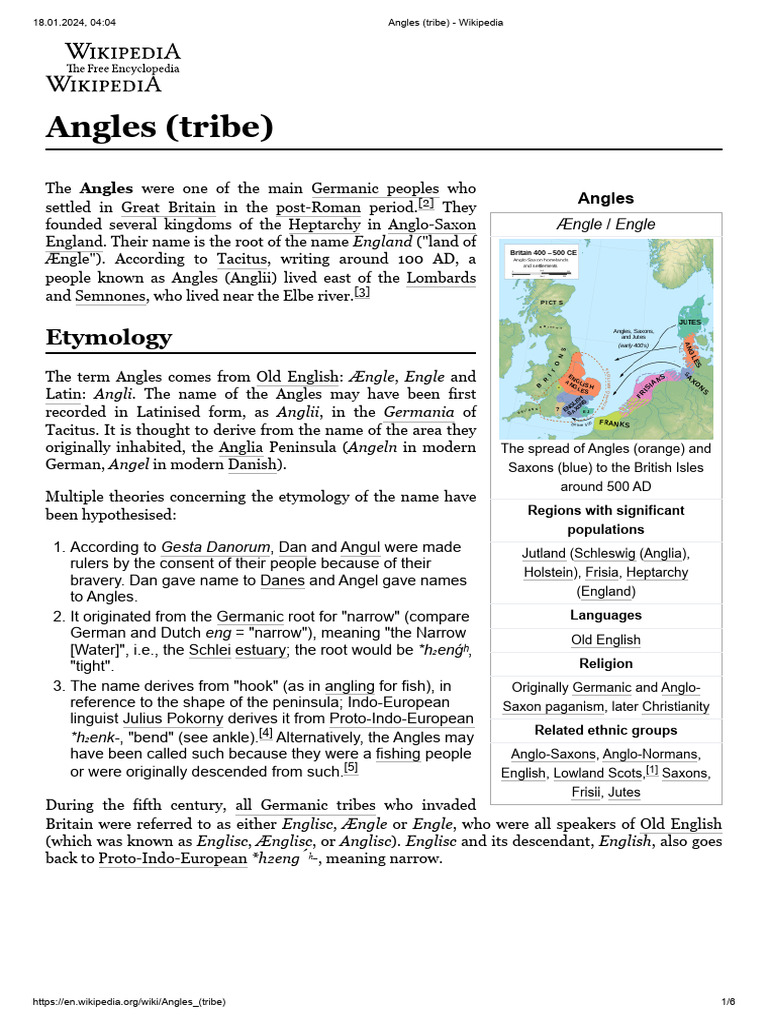Angles (tribe) - Wikipedia | PDF | Anglo Saxon England | Late Antiquity