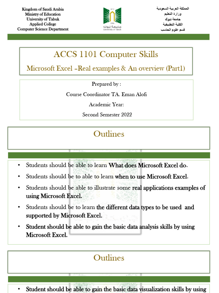 Lecture 5.1 - Excel | PDF | Microsoft Excel | Spreadsheet