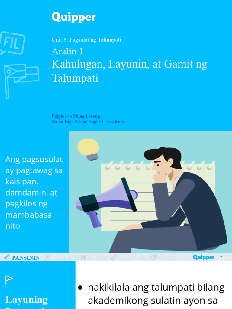 11 - 12 Q1 0601 - Kahulugan Layunin at Gamit NG Talumpati 1 | PDF