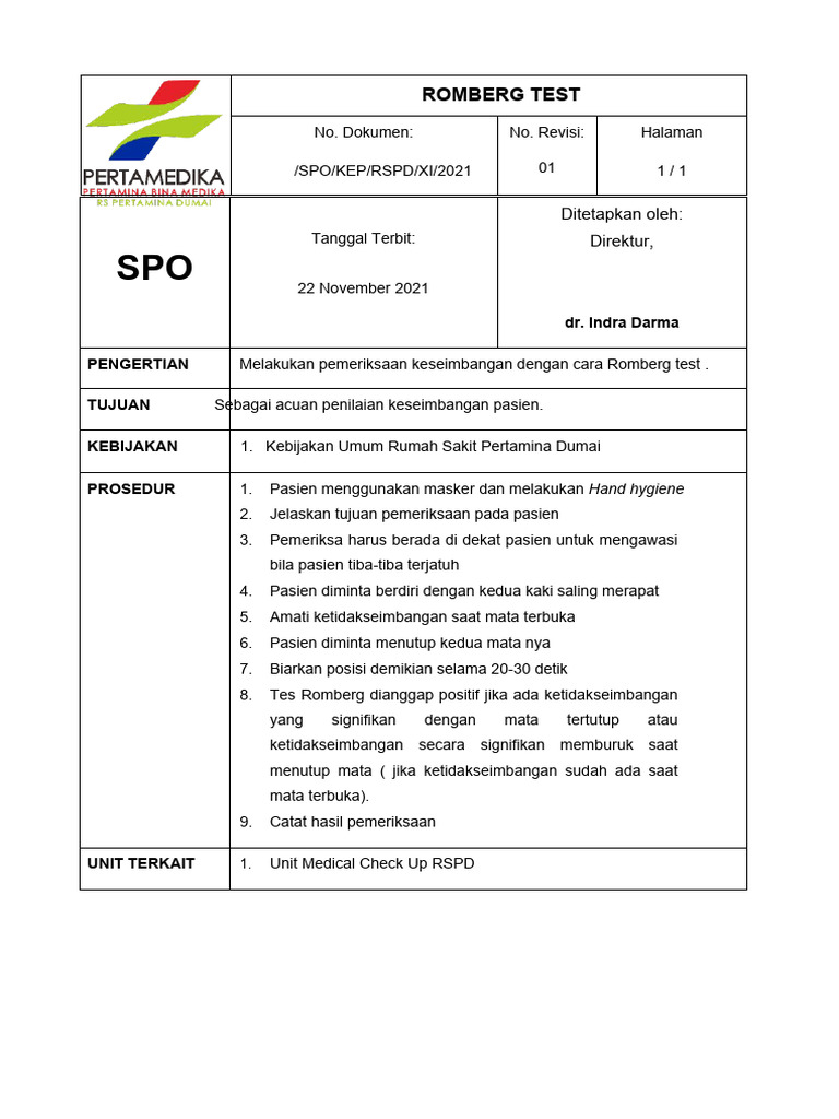 SPO Romberg Test | PDF