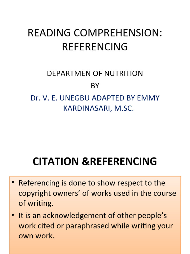 Week 7 - Citation and Referencing | PDF | Citation | Apa Style