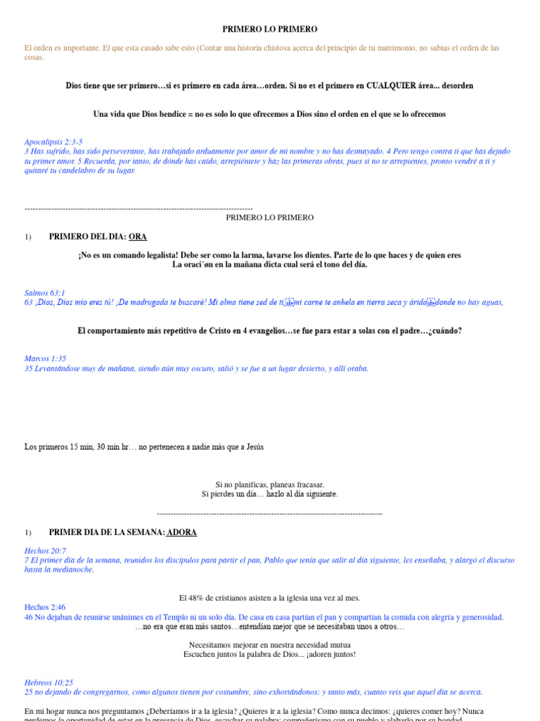 Primero Lo Primero 1 | PDF | Iglesia cristiana | Contenido bíblico