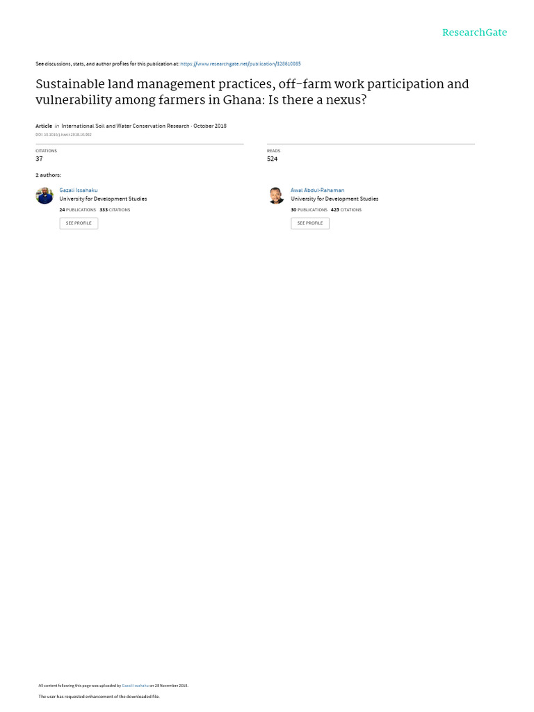 Sustainable Land Management Practices Off Farm Work Participation and Vulnerability Among ...