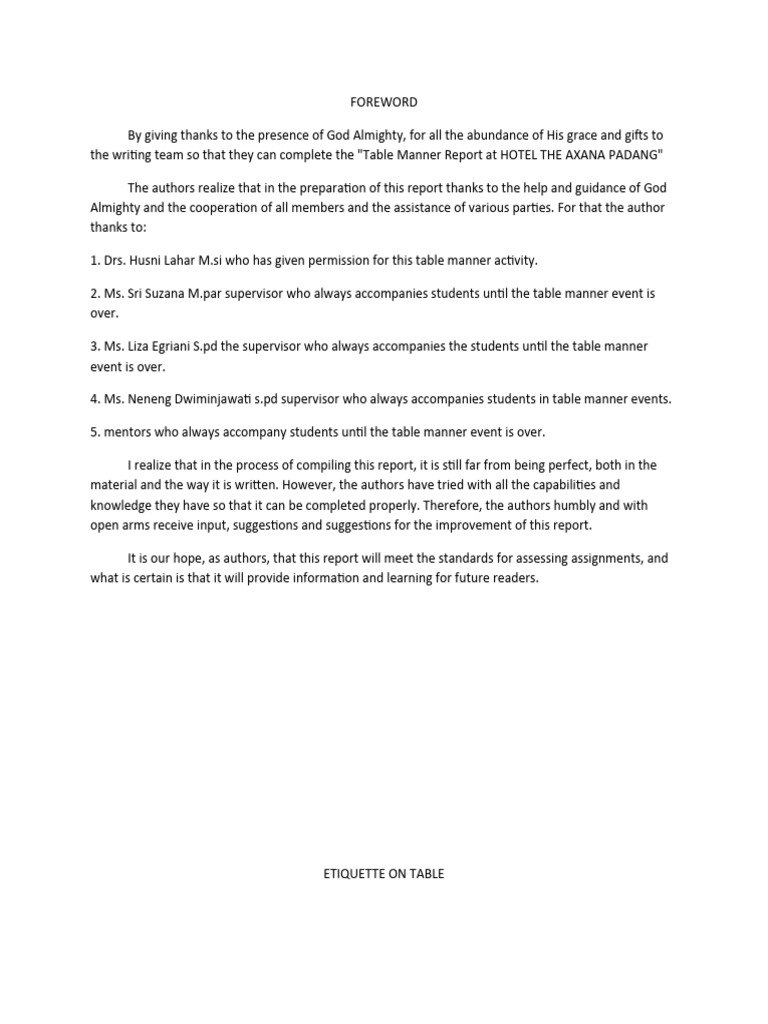 Table Manner Bahasa Inggris | PDF | Hotel | Etiquette