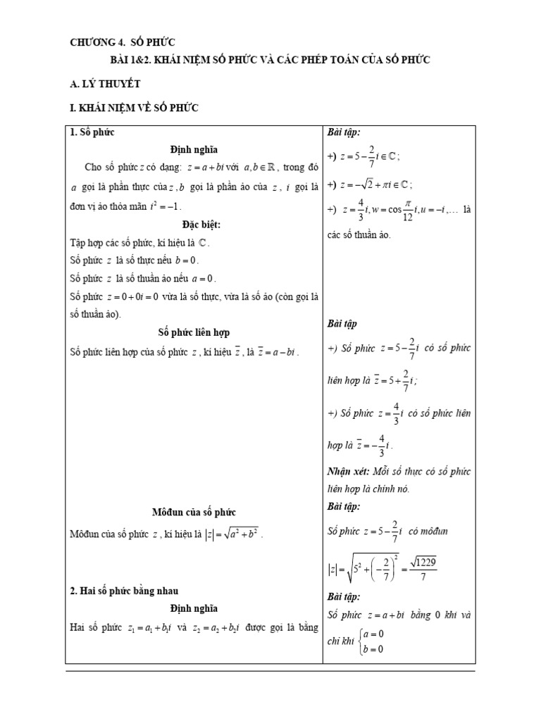 Cac Dang Bai Tap VDC So Phuc | PDF