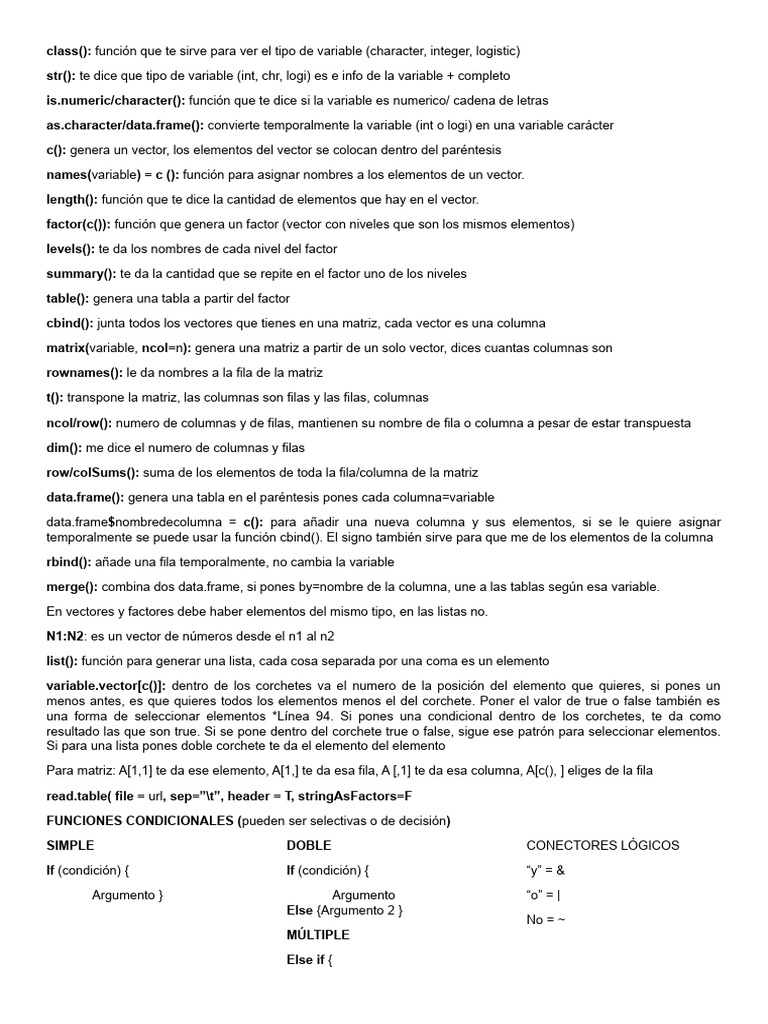 Funciones R | PDF | Informática | Ingeniería de software