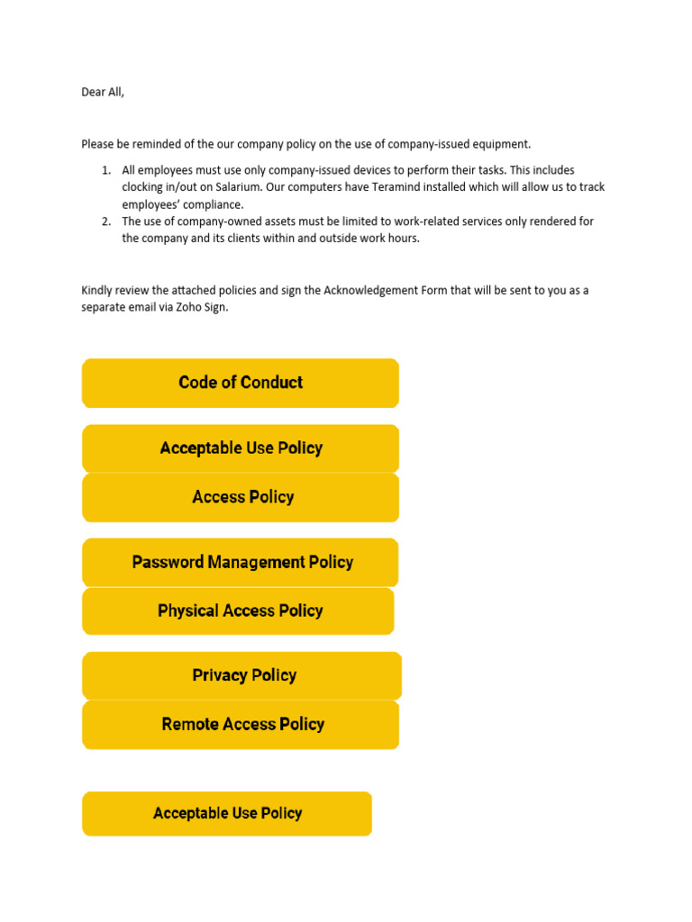 Company Equipment Usage Policy | PDF