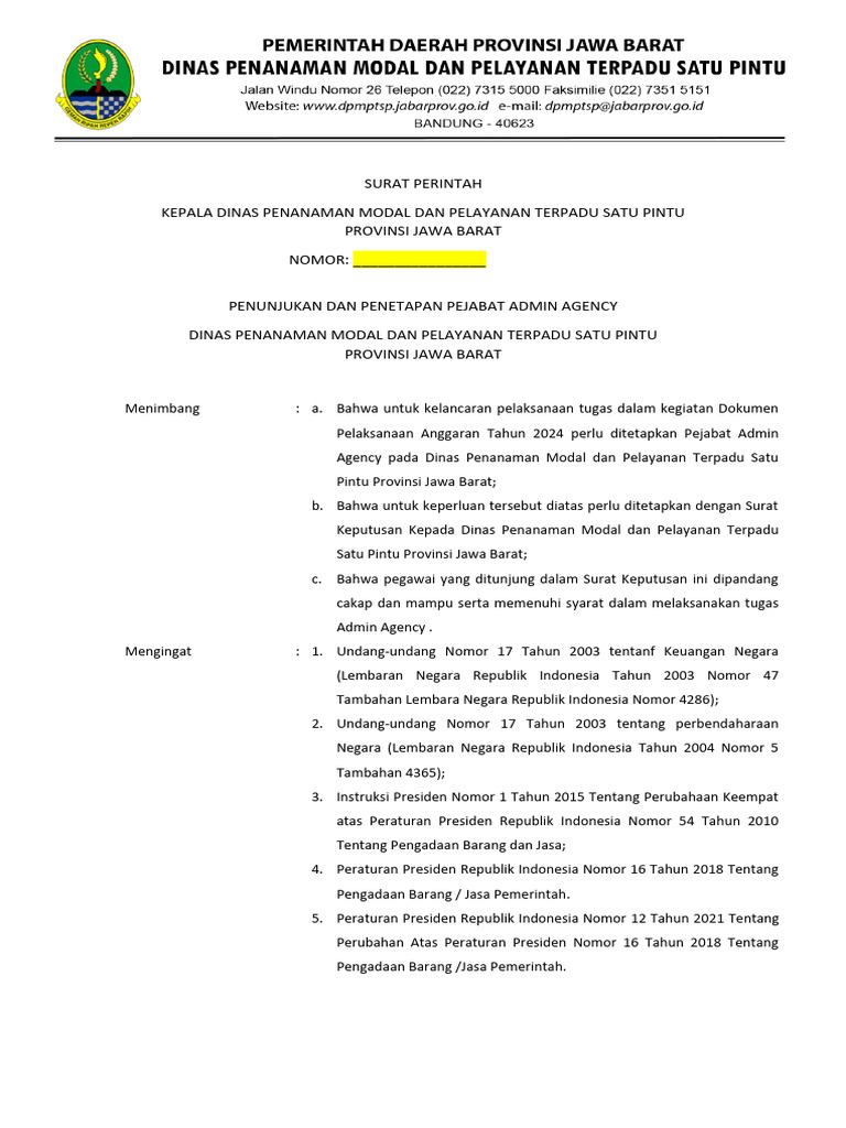 SK Admin Agency 2024 | PDF | Bisnis | Pengelolaan Keuangan & Uang