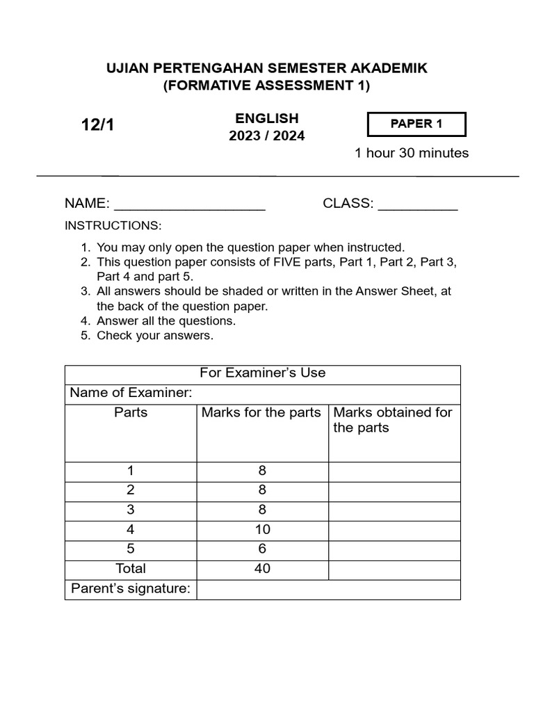 English Model Test for Semester Exam | PDF | Rich Dad | Malaysia ...