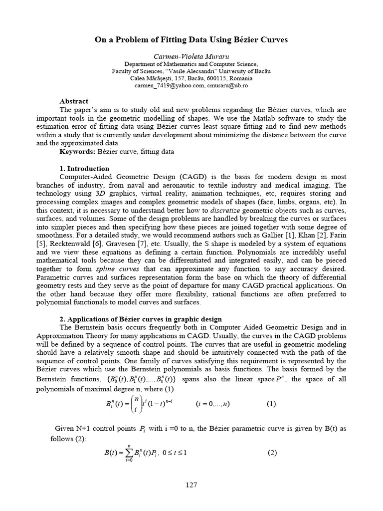 Fitting Data with Bézier Curves | PDF | Curve | Geometry
