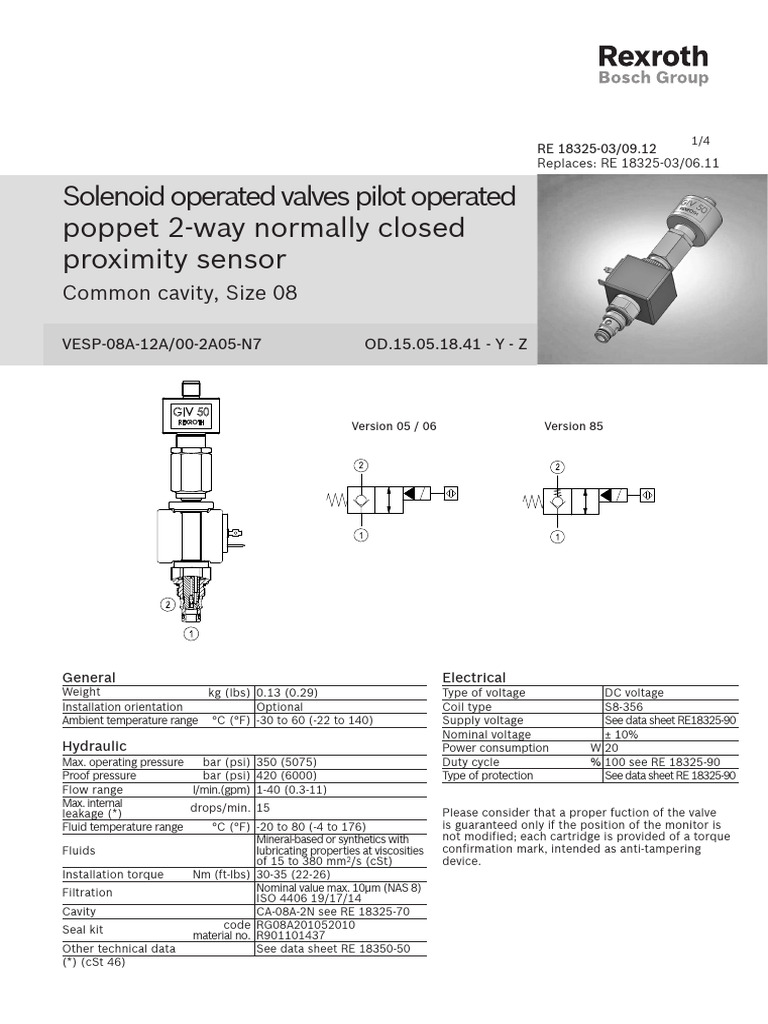 RE18325-03 Solenoid Valve With Feedback OD15051841YZ | PDF | Valve ...