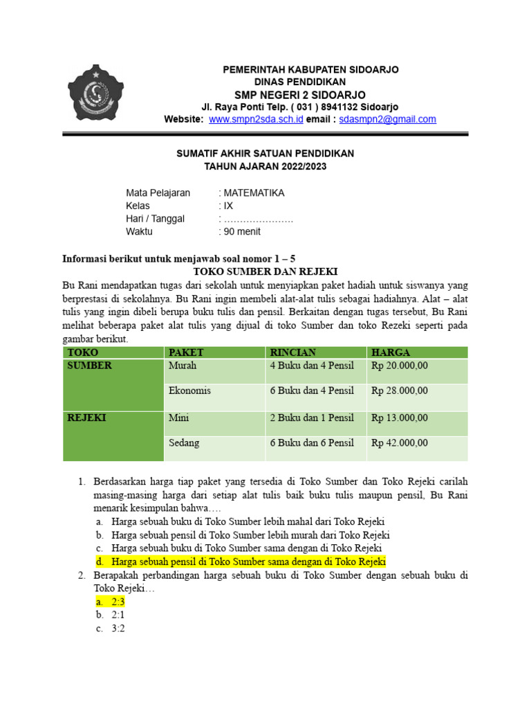 Master Soal SASP Tahun 2023 | PDF