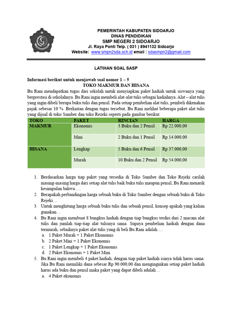 Latihan Soal SASP Kelas 9K | PDF
