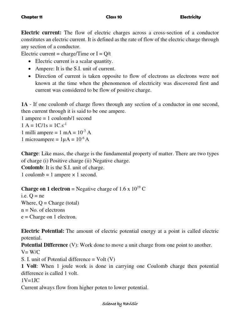 Chapter 11 Class 10 Science | PDF | Electrical Resistance And Conductance | Electrical ...