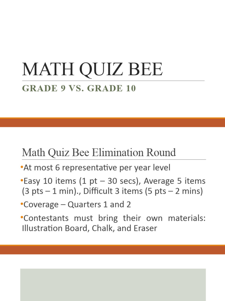 Math Quiz Bee | PDF | Quadratic Equation | Mathematics
