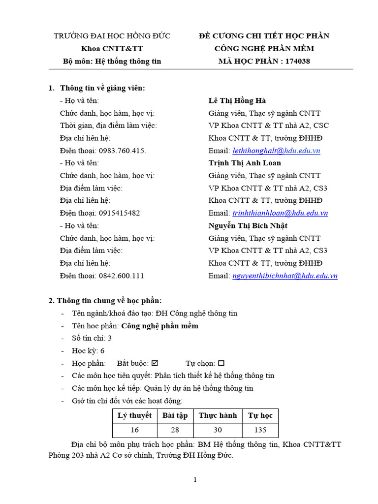 HTTT - Cong Nghe Phan Mem - 3 TC - 2020 | PDF