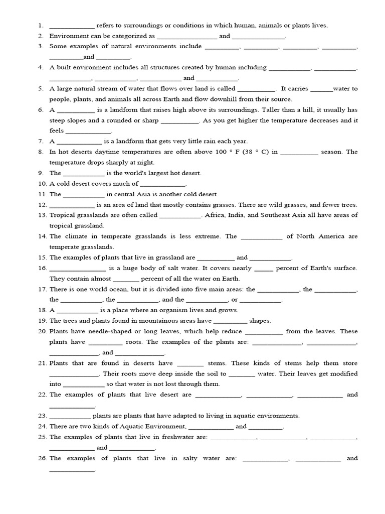 Science P1 Topic 1 | PDF | Natural Environment | Desert