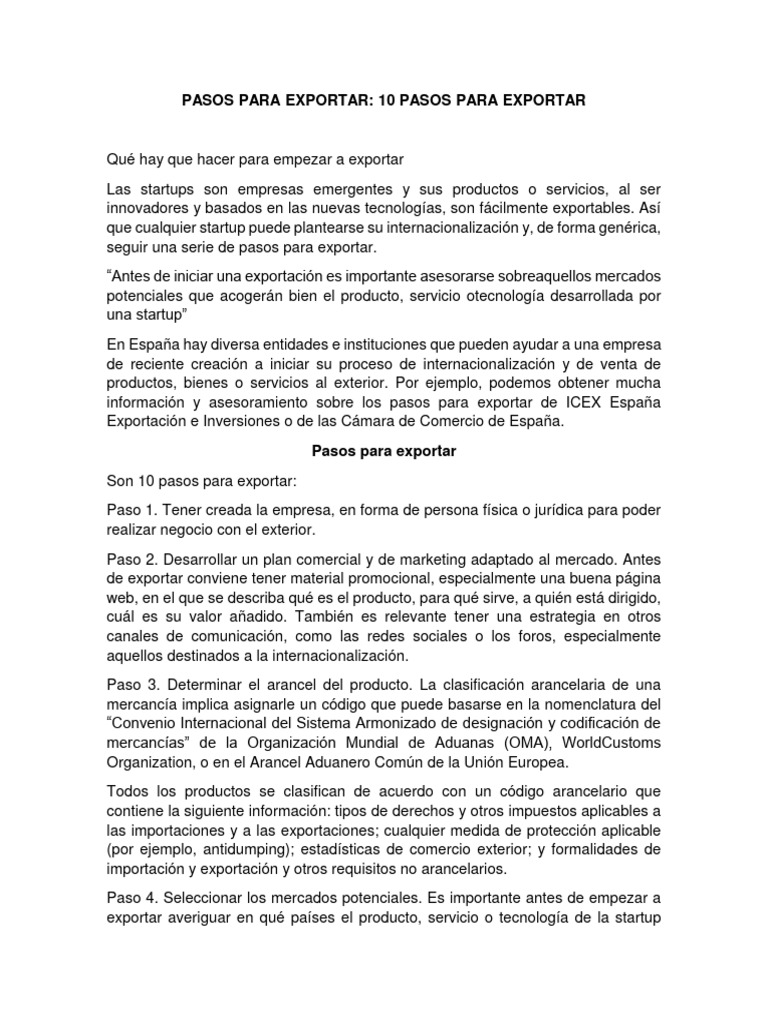5 Pasos para Exportar | PDF | Exportaciones | El comercio internacional