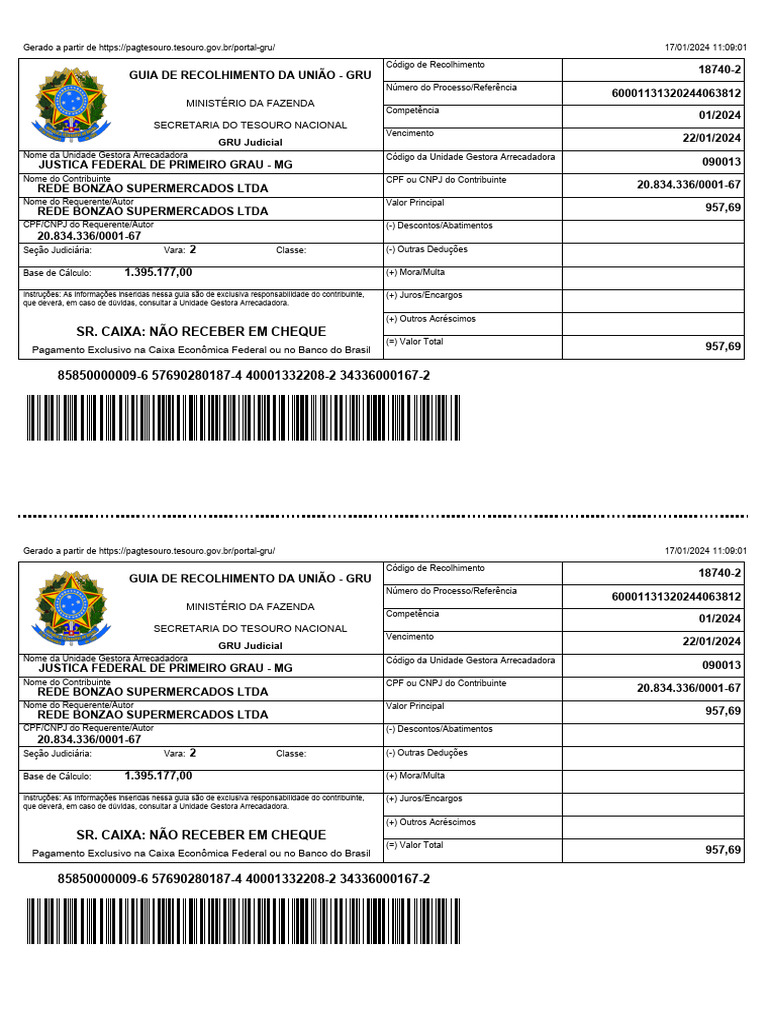 Boleto Gru | PDF | Brasil