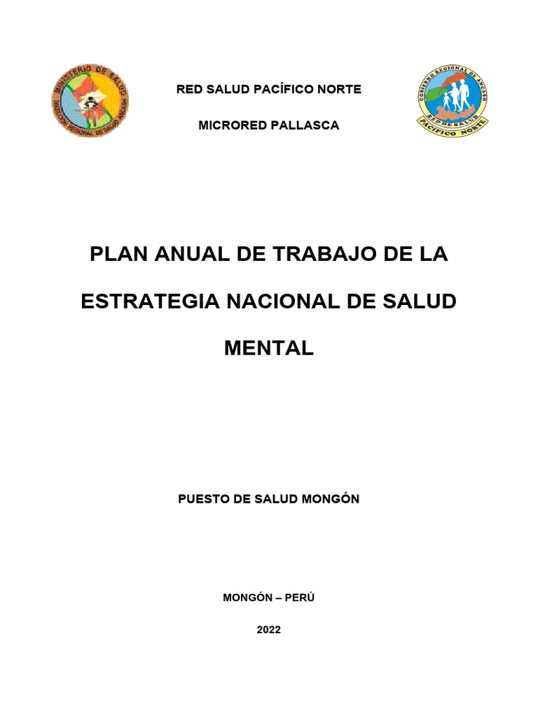 Plan Anual de Salud Mental 2023 en Mongón | PDF | Trastorno mental ...