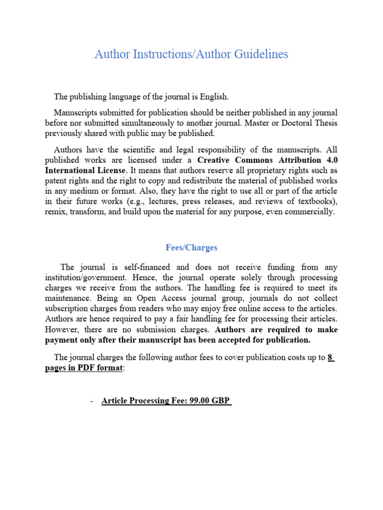 Author Guidelines | PDF | Academic Journal | Open Access