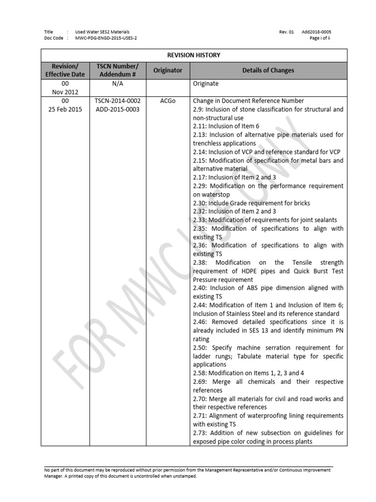SES2 Water Materials and Guidelines | PDF | Concrete | Pipe (Fluid ...