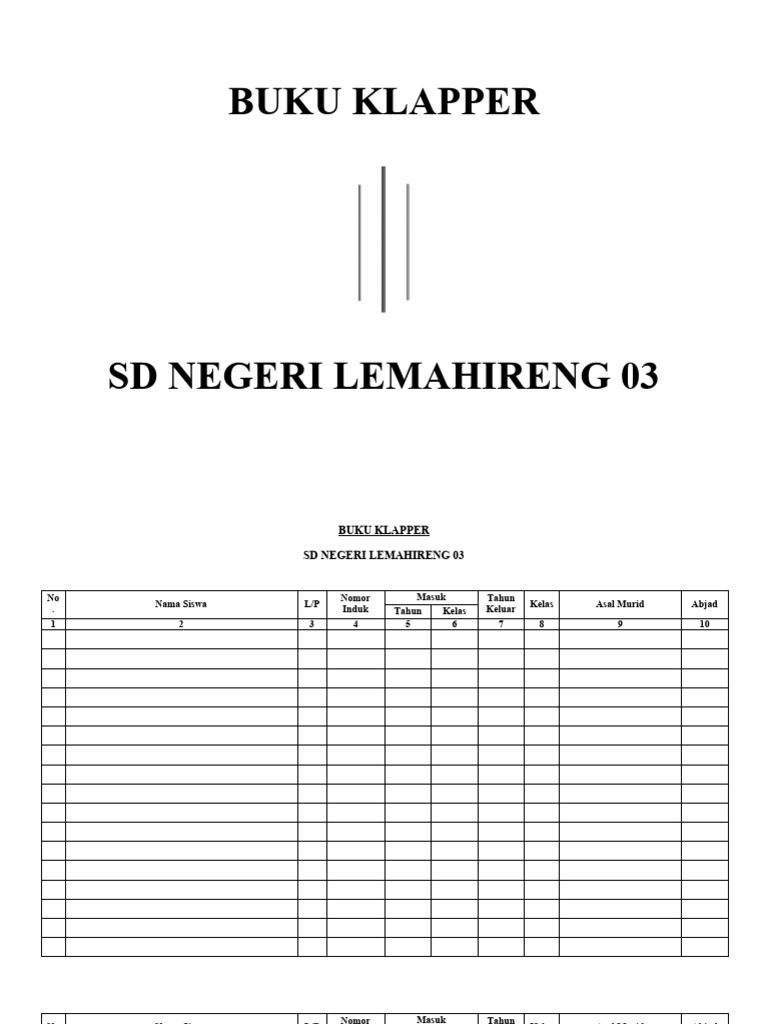 Buku Klapper SDN Lemahireng 03 | PDF