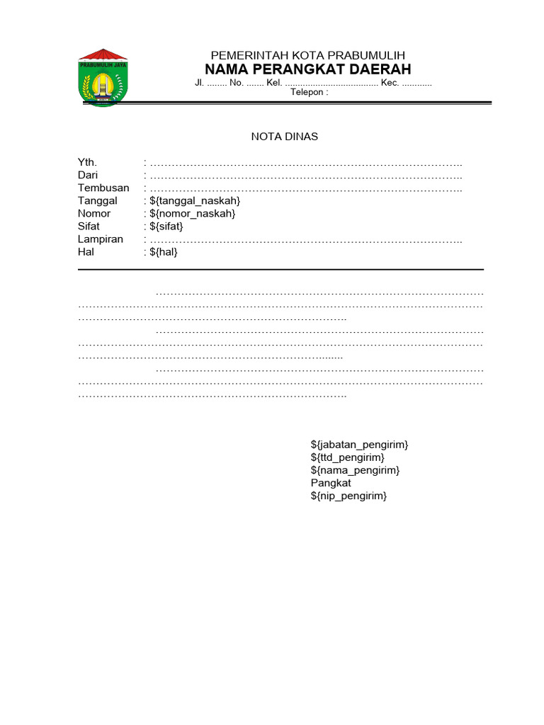 Nota Dinas (Kop Perangkat Daerah) | PDF