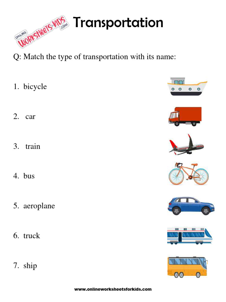 Transportation Worksheets For Grade 1-1 | PDF