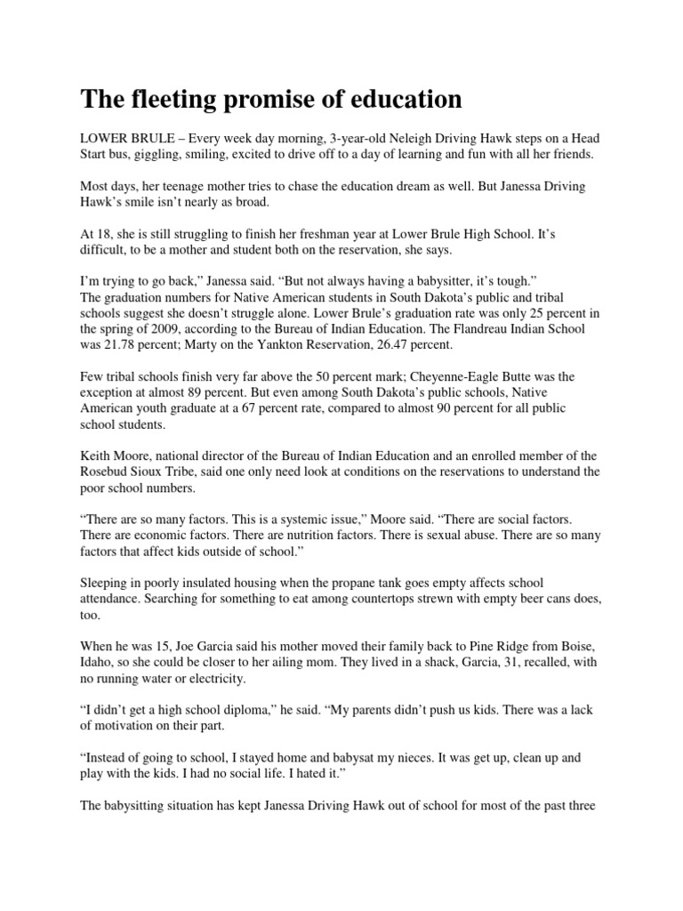 Microsoft Word The Fleeting Promise of Education | PDF | Sioux | Indian ...