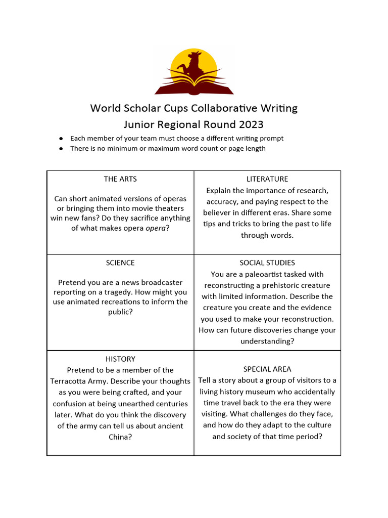World Scholar Cups Collaborative Writing | PDF | General Fiction