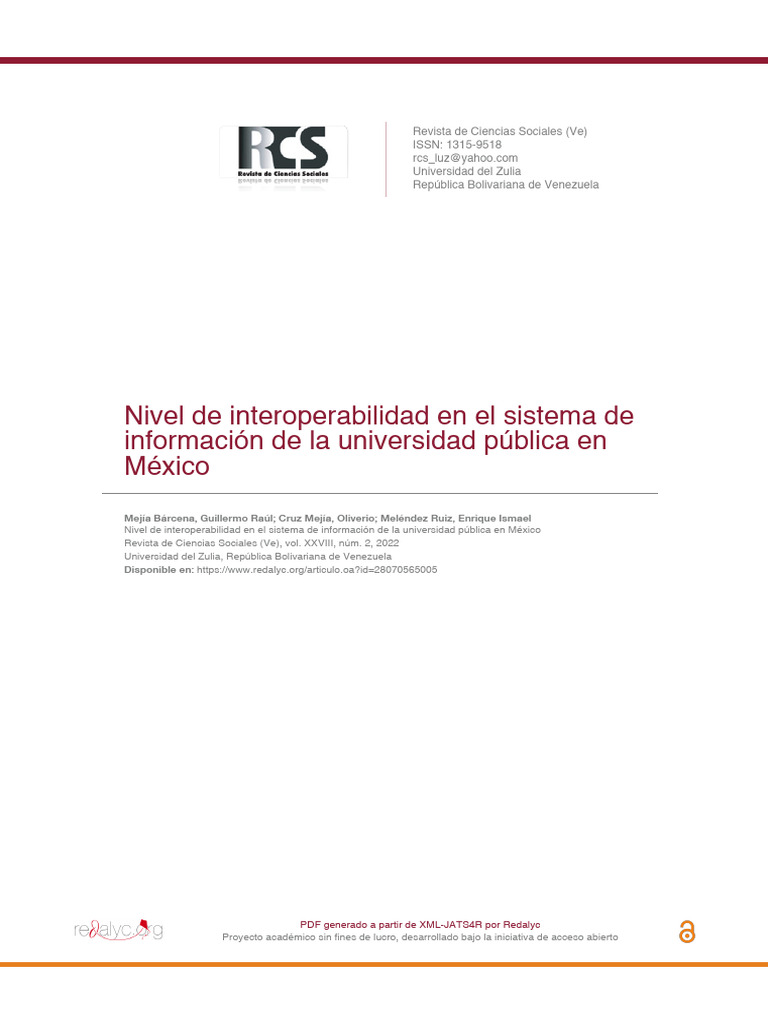 Nivel de Interoperabilidad en El Sistema de Informaciòn de La Universidad Pùblica en Mèxico ...