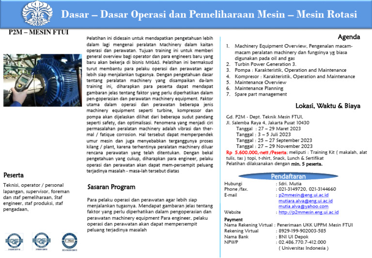 55 Dasar Dasar Operasi Dan Pemeliharaan Mesin Rotasi | PDF